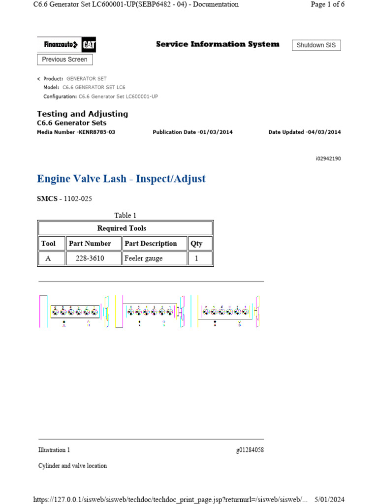 Engine Valve Lash - Inspect-Adjust C6,6 | PDF | Engines | Rotating Machines