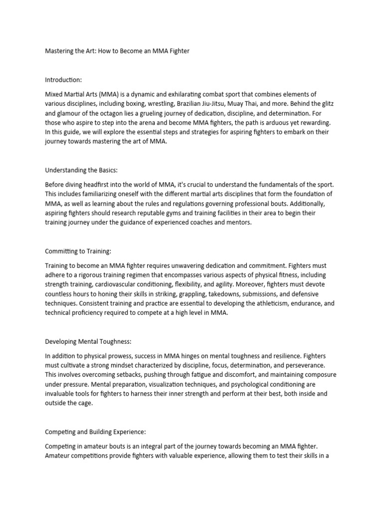 Mastering The Art How To Become An MMA Fighter | Download Free PDF ...