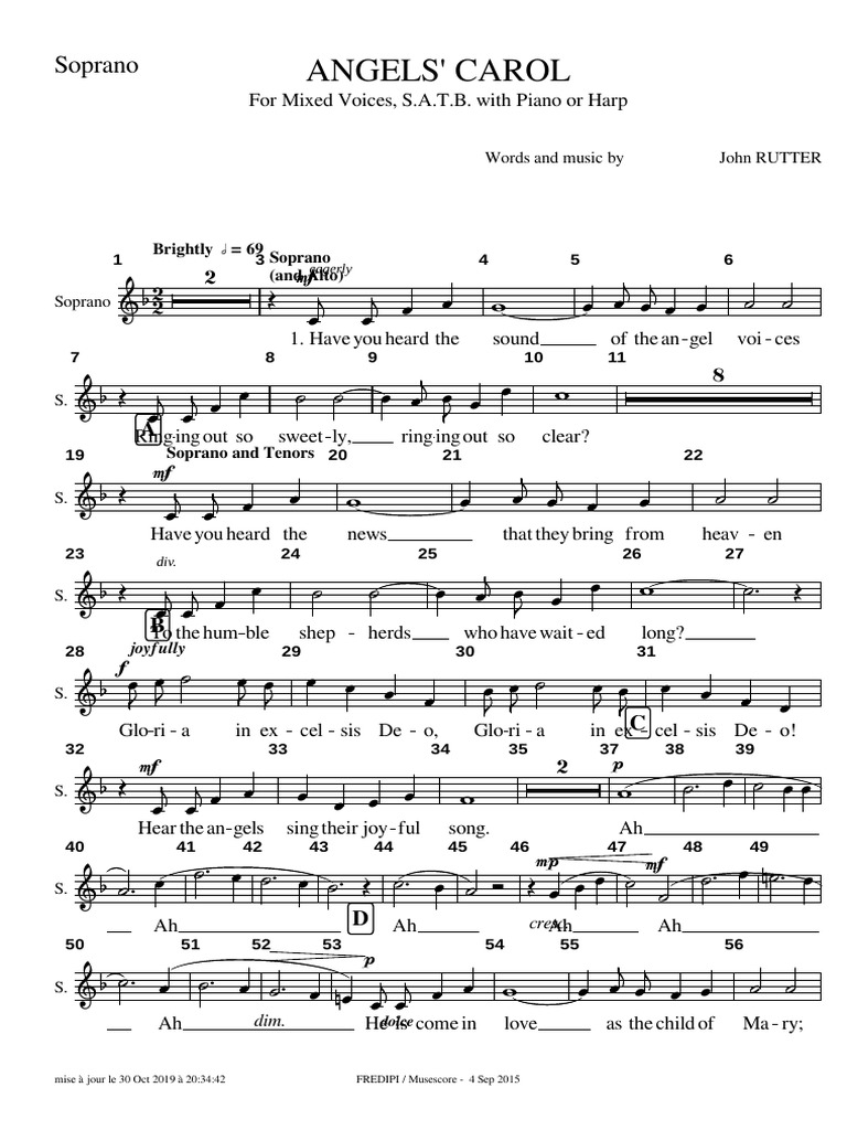 John Rutter - Angels Carol - Soprano | PDF | Human Throat | Vocal Music
