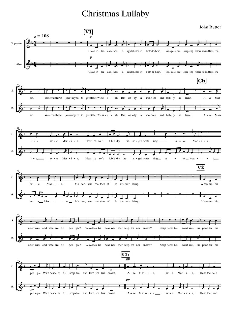 John Rutter - Christmas Lullaby - Soprano & Alto | PDF | Choral Music ...