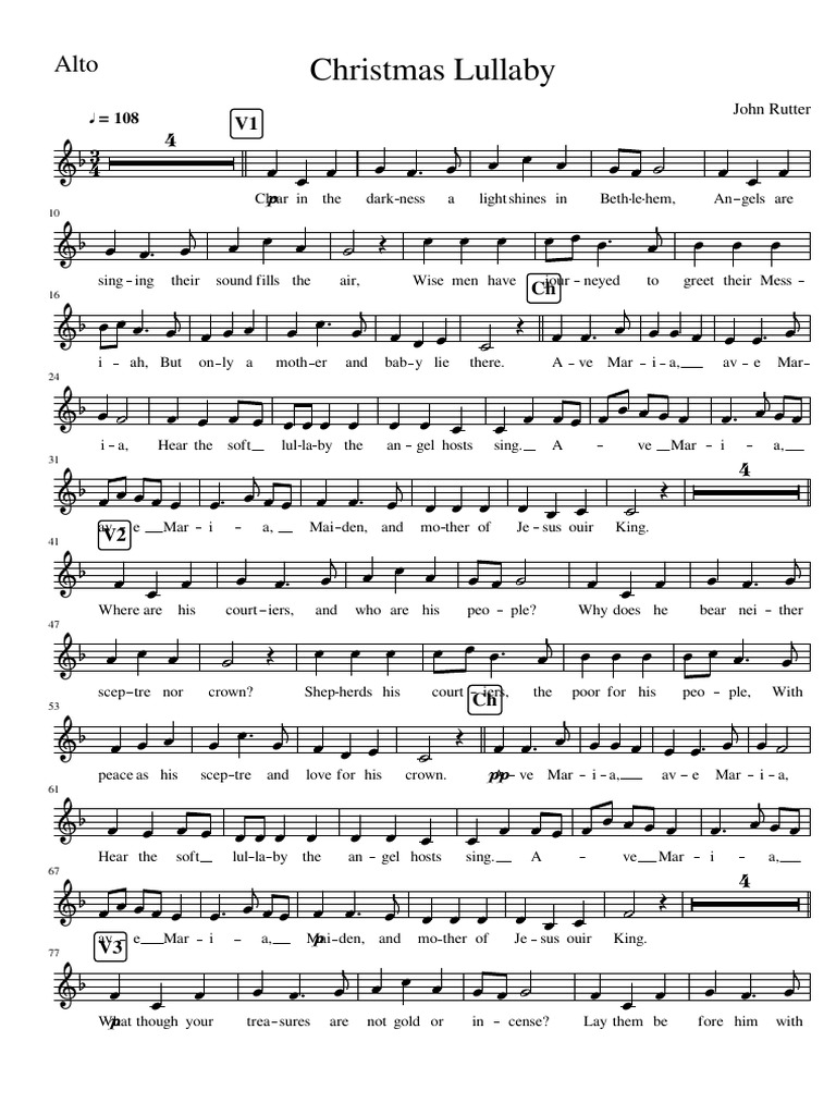 John Rutter - Christmas Lullaby - Alto | PDF | Compositions | Choral Music