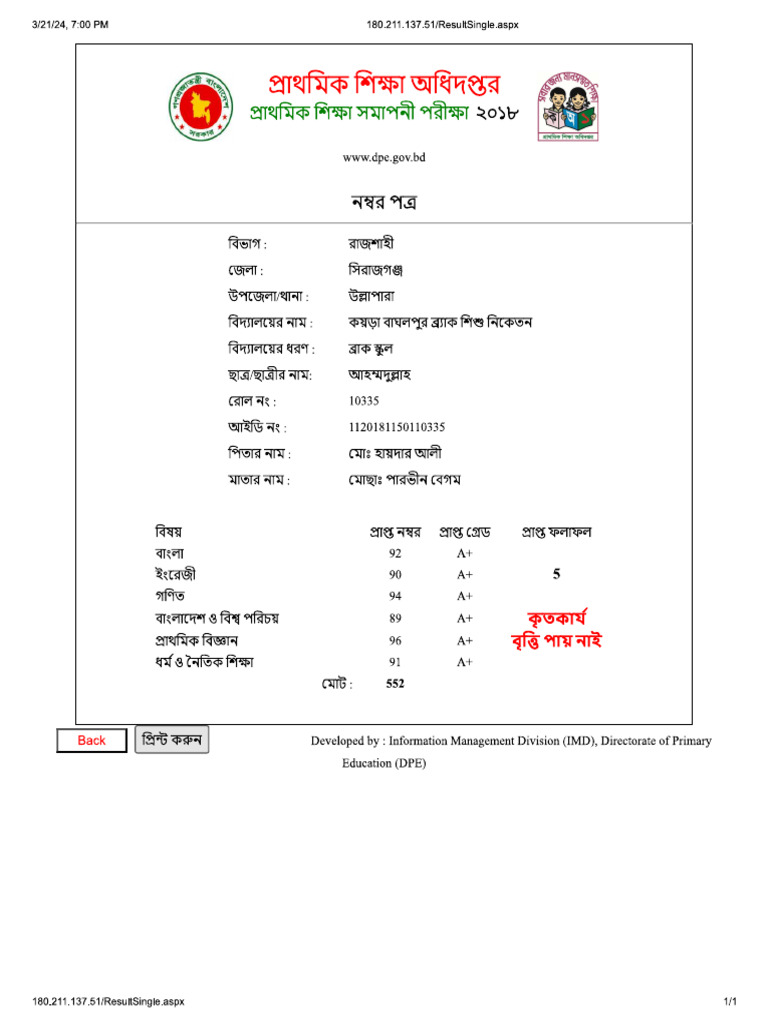 Class 5 Result | PDF