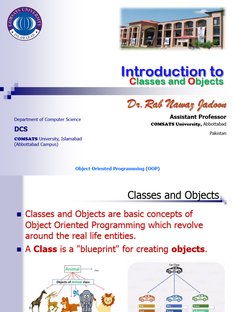 Lecture 4 Introduction To Classes And Objects By Rab Nawaz Jadoon Pdf 5725