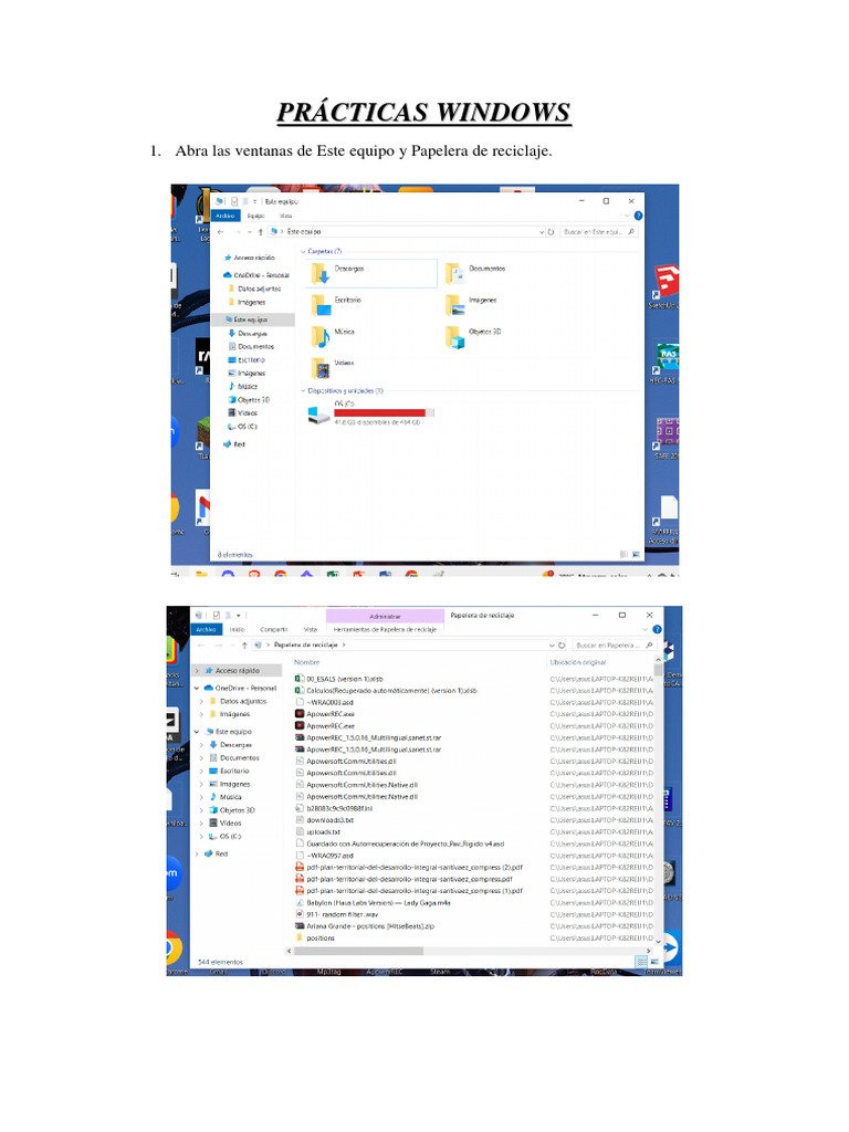 Practica de Windows | PDF | Archivo de computadora | Microsoft Windows