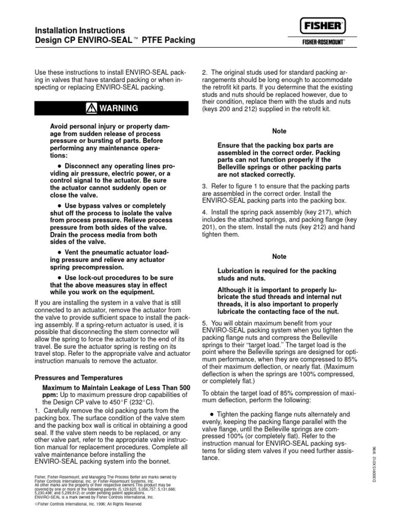 Enviro-Seal Packing Installation Guide | PDF | Technology & Engineering