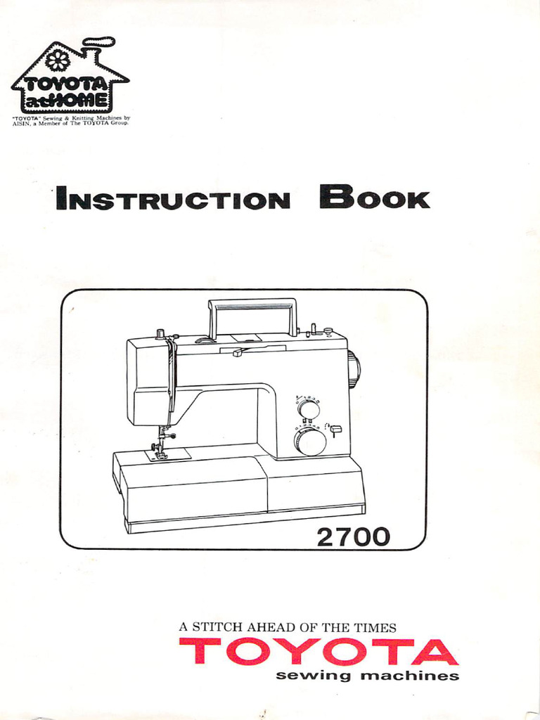 Toyota 2700 Sewing Machine Instruction Manual | PDF