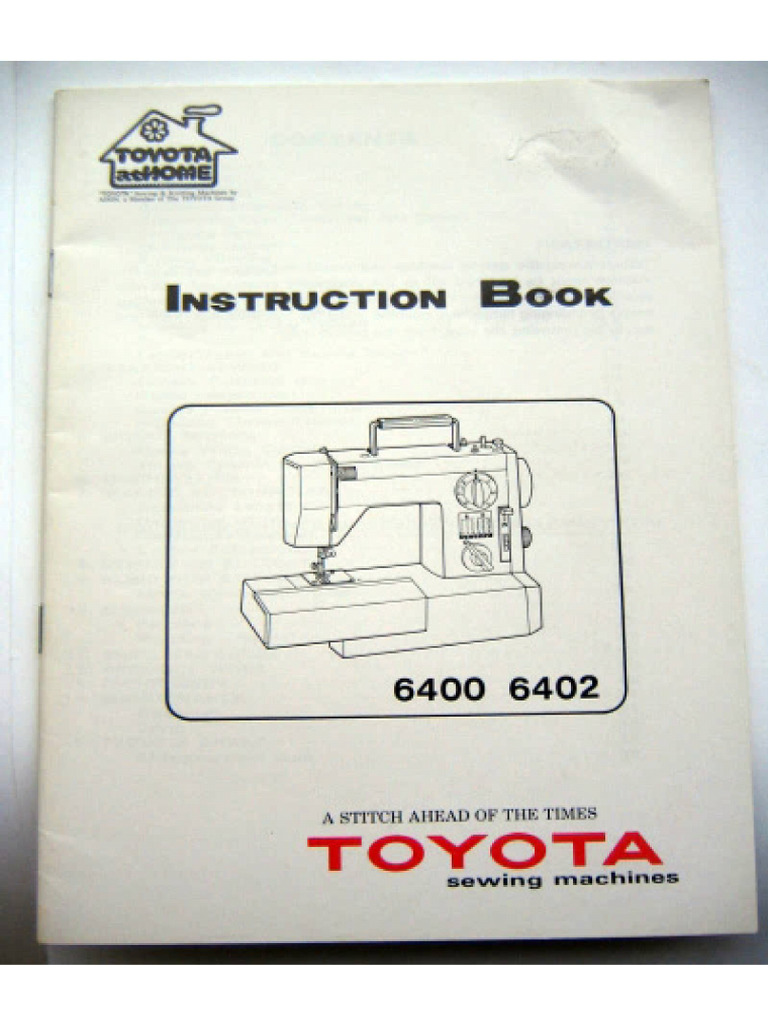 Toyota 6400/6402 Sewing Machine Instruction Manual | PDF
