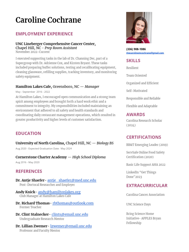 Caroline Cochrane CV | PDF | Business
