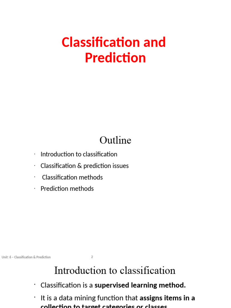 Classification and Prediction Overview | PDF | Statistical ...