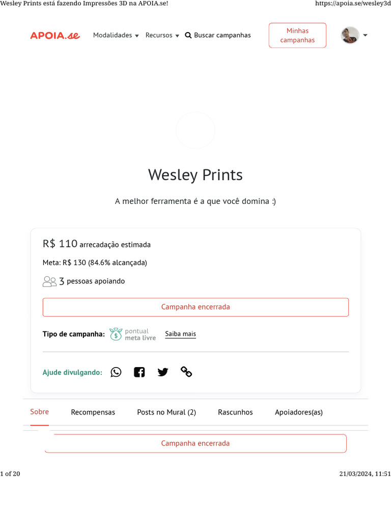 Impressão 3D: Projeto Wesley Prints | PDF | Impressão 3D | Impressão