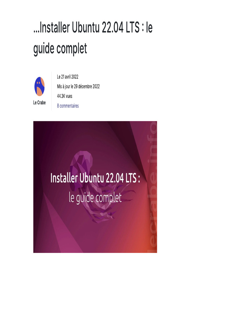Installer Ubuntu 22 04 Lts Le Guide Complet | PDF