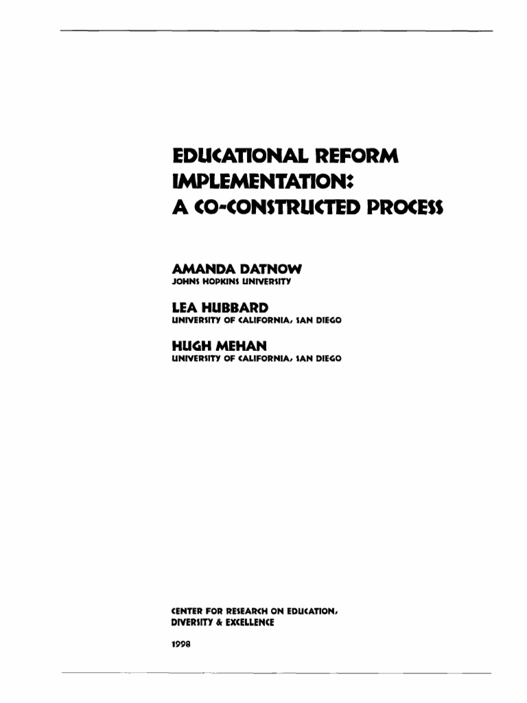 Educational Reform Implamentation A Co-Constructed Process | PDF ...