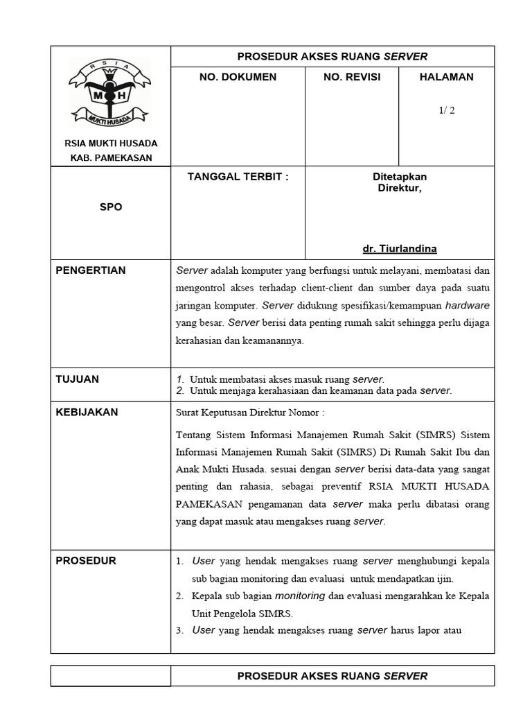 Sop Pembatasan Server | PDF | Teknologi & Rekayasa