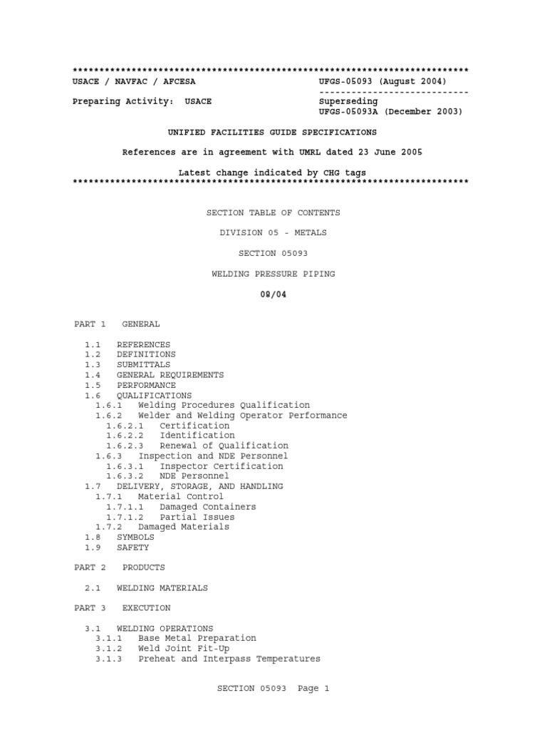 UFGS Welding Pressure Pipe | PDF | Nondestructive Testing | Welding