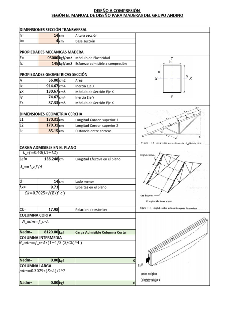 Planilla Diseno Maderas | PDF | Pandeo | Mecánica