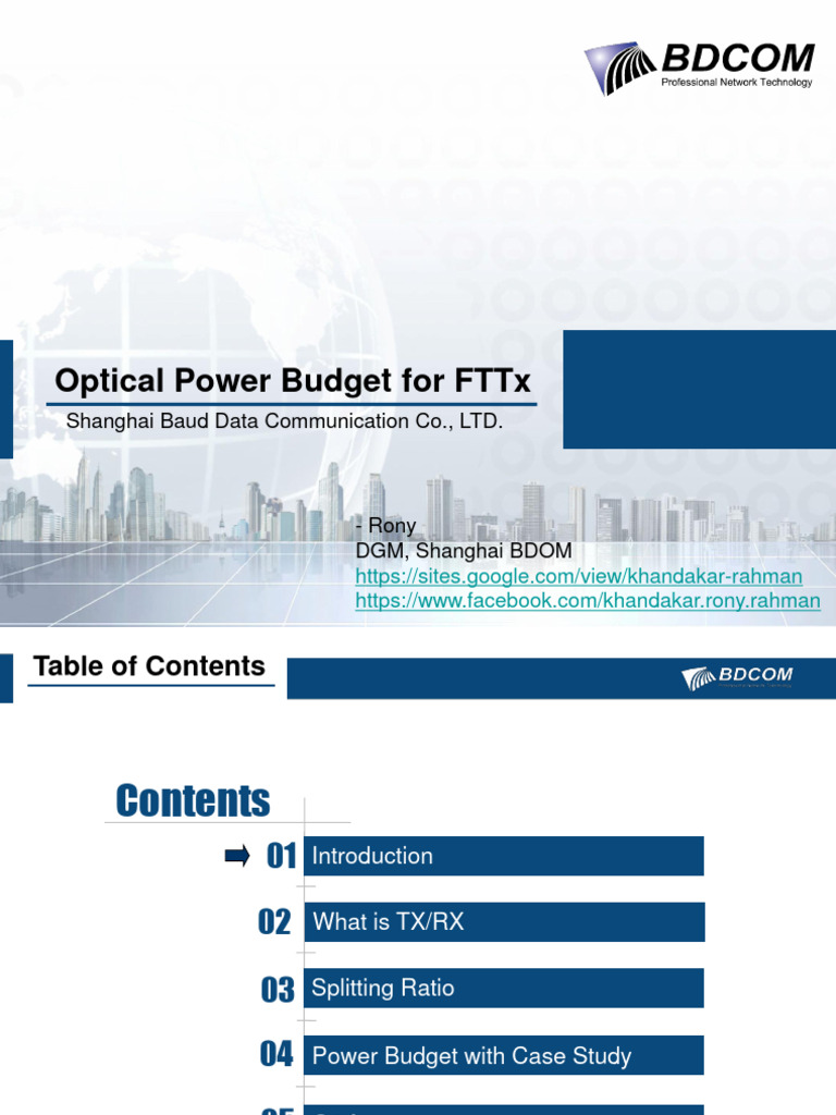 FTTx Optical Power Budget Analysis | PDF | Decibel | Optical Fiber