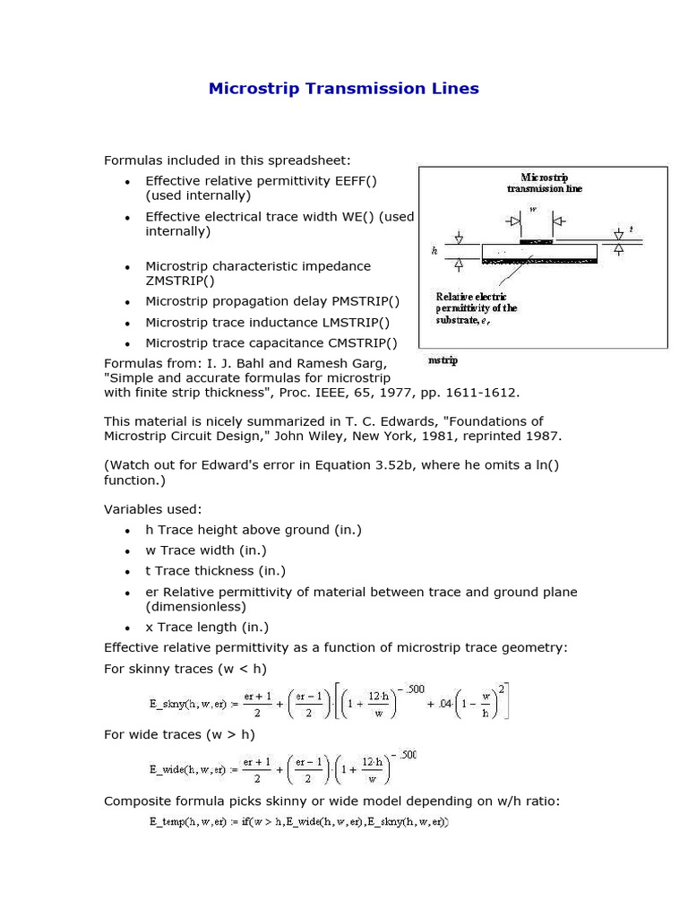 Microstrip Transmission Lines Pdf Inductance Transmission Line