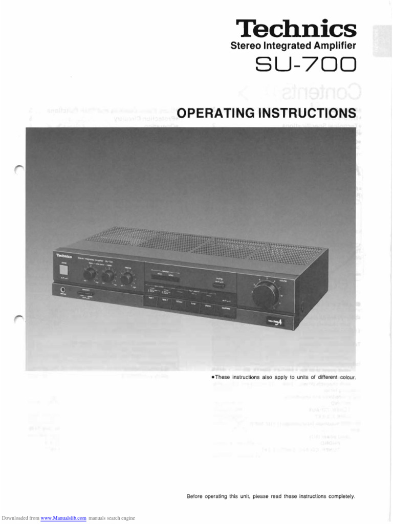 Technics Su700 | PDF | Power Supply | Electrical Engineering