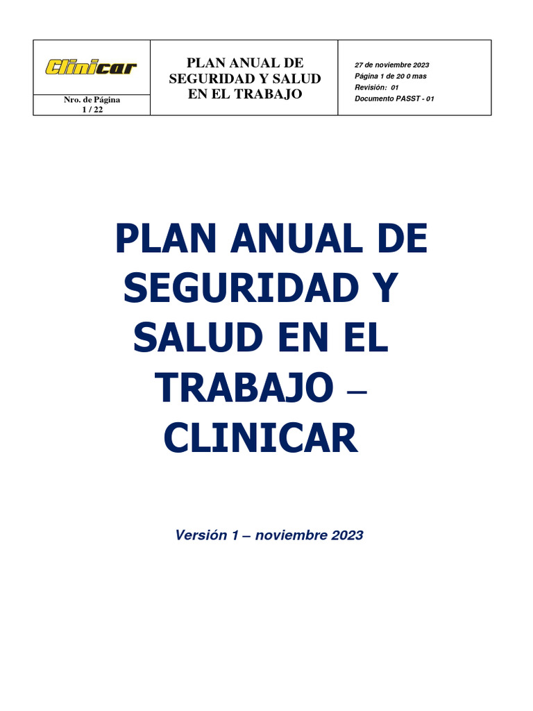 PLAN ANUAL DE SST | PDF | Seguridad y salud ocupacional | Riesgo