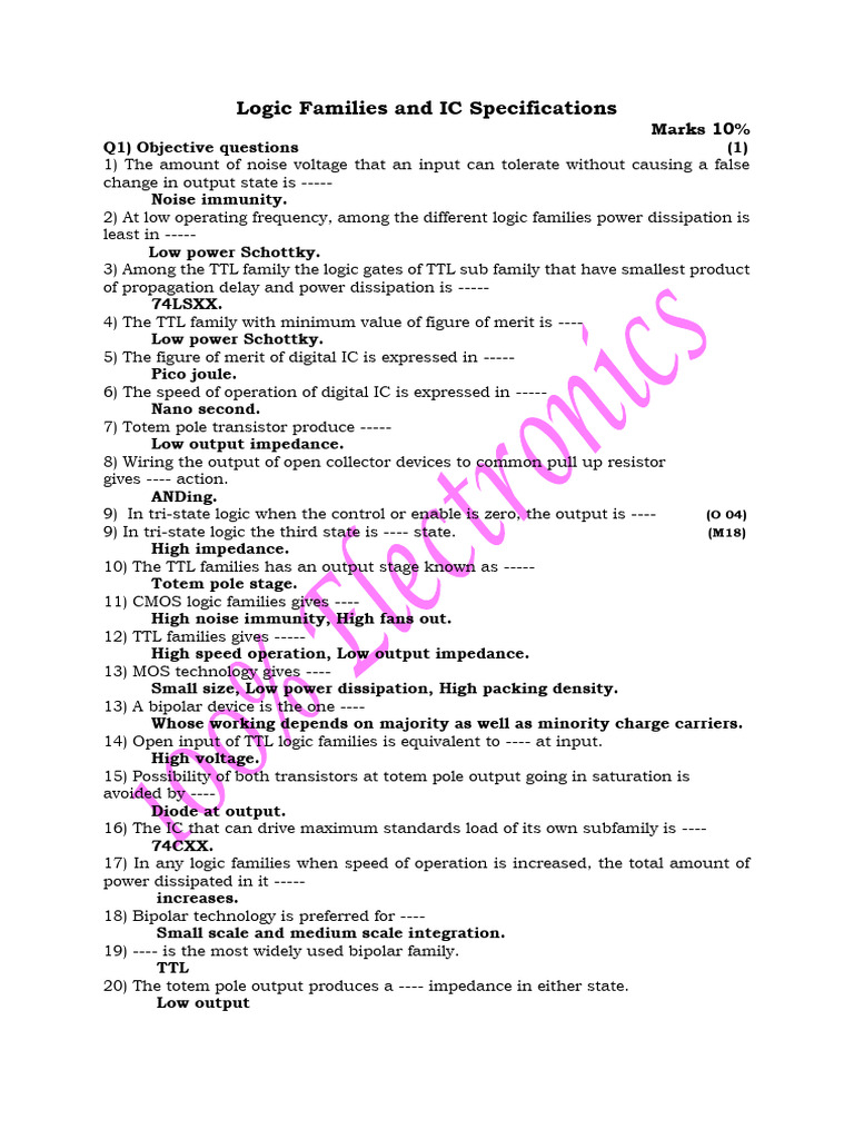Logic Families and Digital IC Characteristics | PDF | Logic Gate ...