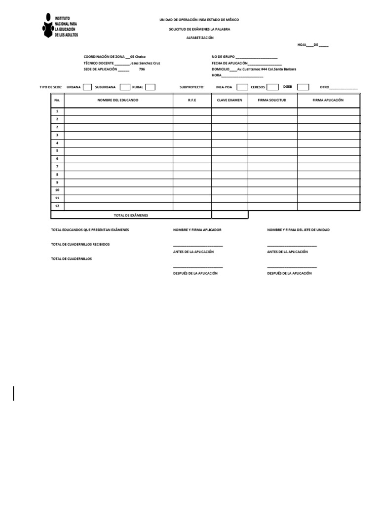 Formatos para Solicitud de Aplicaciones de Exámenes Mevyt y Mev Ok | PDF