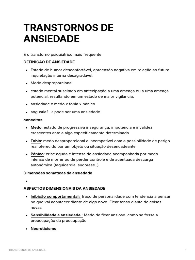 Transtornos de Ansiedade | PDF | Ansiedade | Transtorno de pânico