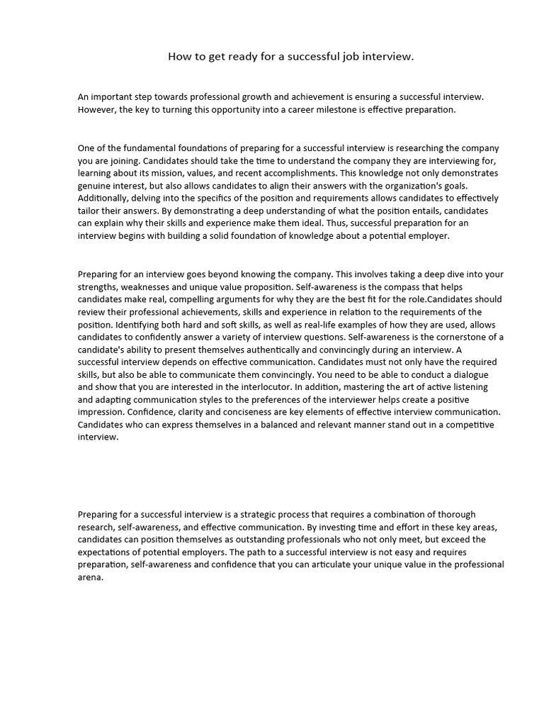 How To Get Ready For A Successful Job Interview | PDF | Job Interview ...