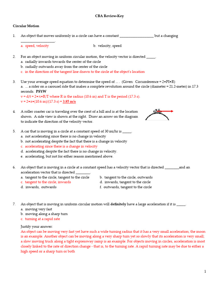 CBA Review - Key | PDF | Acceleration | Force