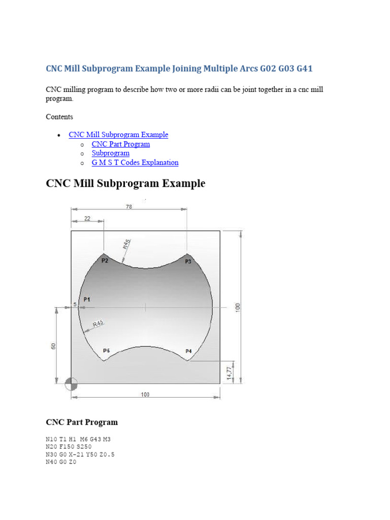 CNC Subprogram for G02 G03 Arcs | PDF
