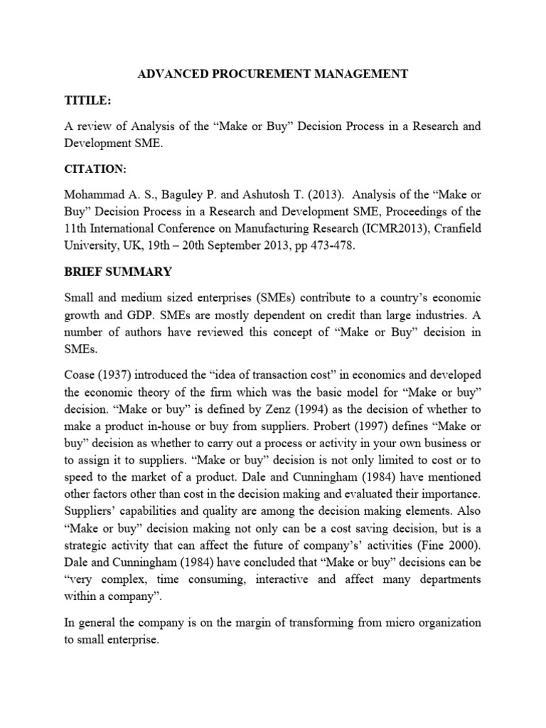 ADVANCED PROCUREMENT MANAGEMENT | PDF | Small And Medium Sized ...