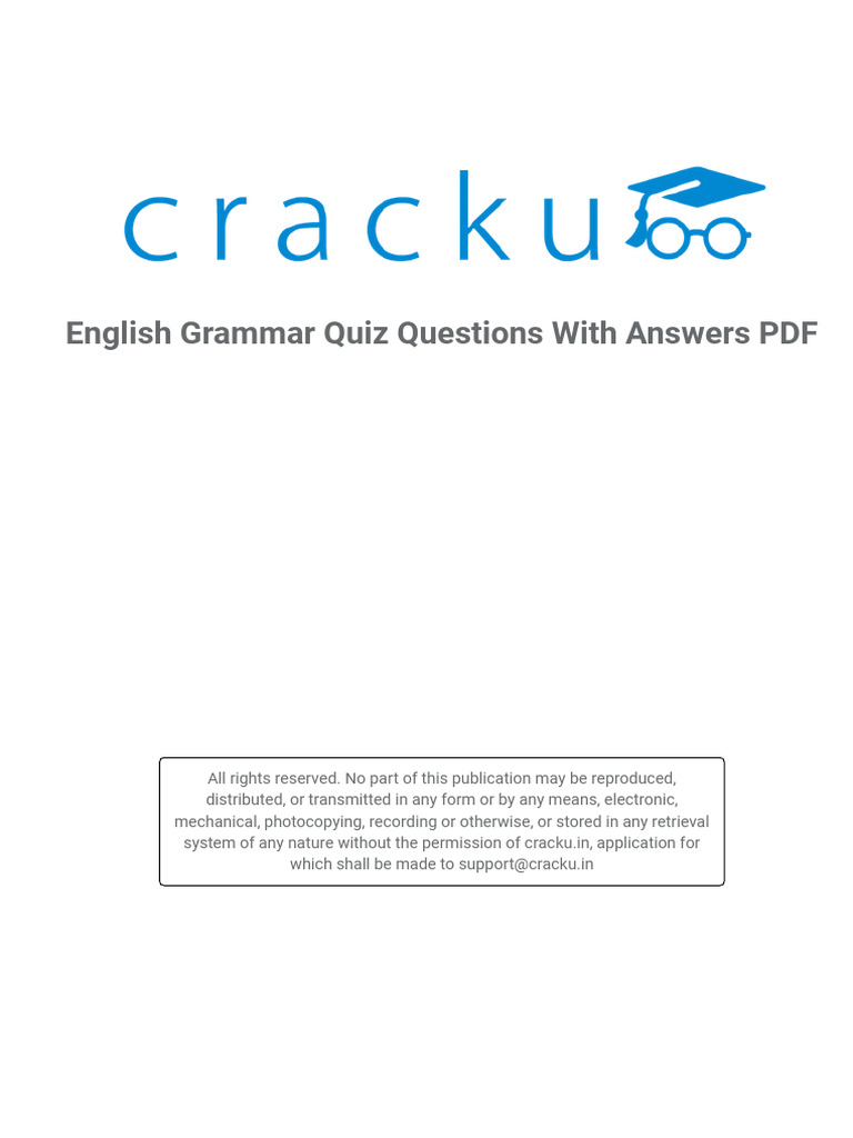 English Grammar Quiz Questions With Answers PDF | Download Free PDF ...