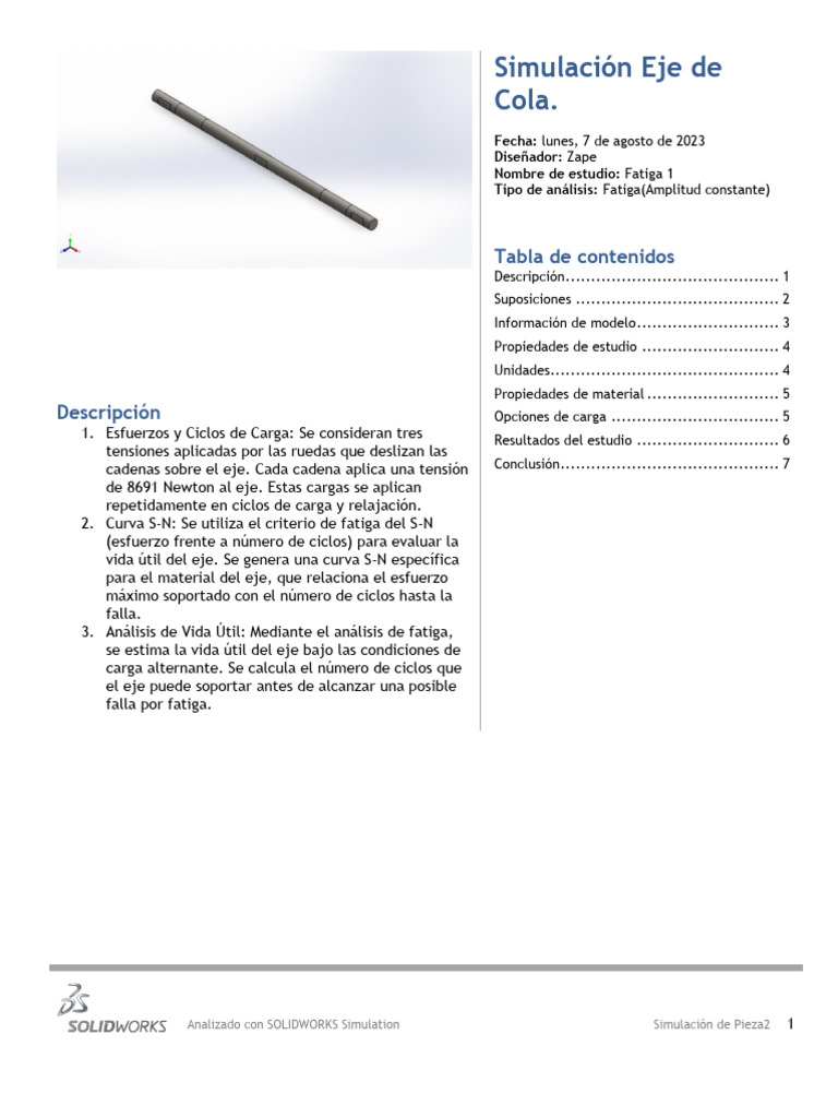 Análisis Estructural Fatiga Eje | PDF | Fatiga (material) | Mecánica