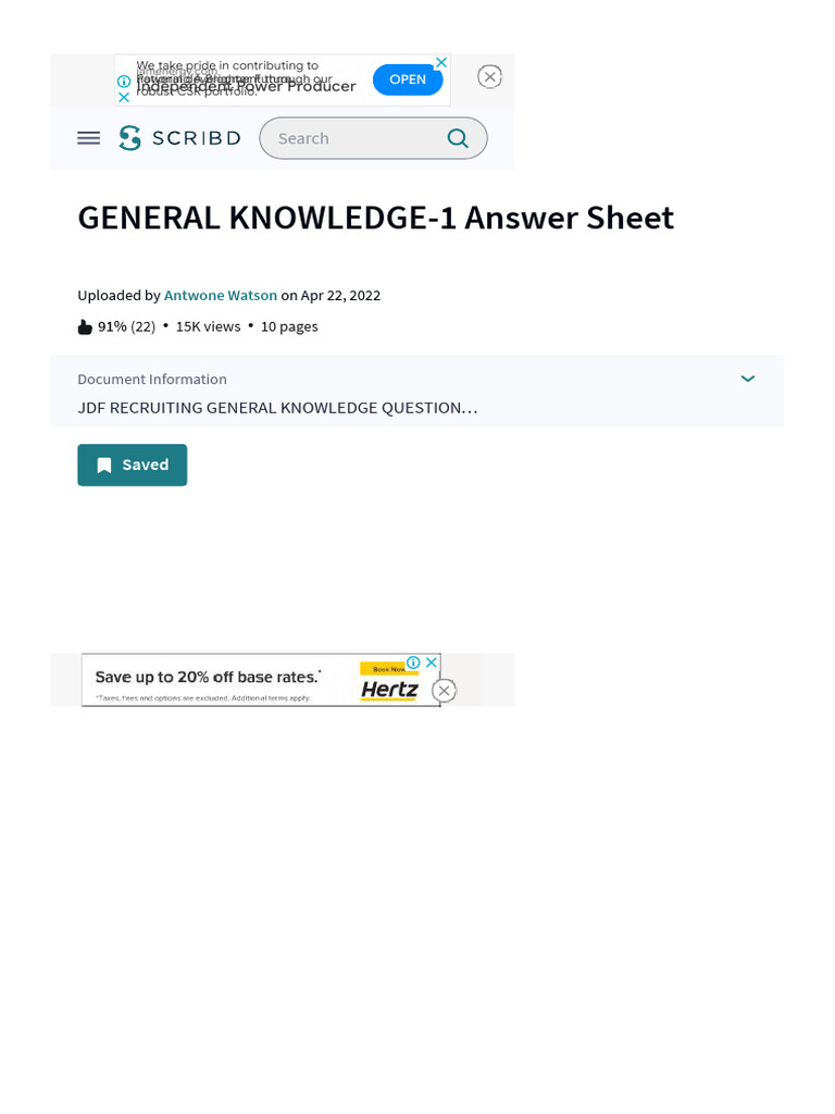 General Knowledge-1 Answer Sheet - PDF - Jamaica | PDF | Scribd | Internet