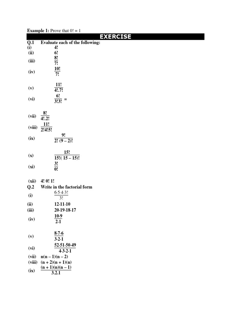 Factorial practice | PDF