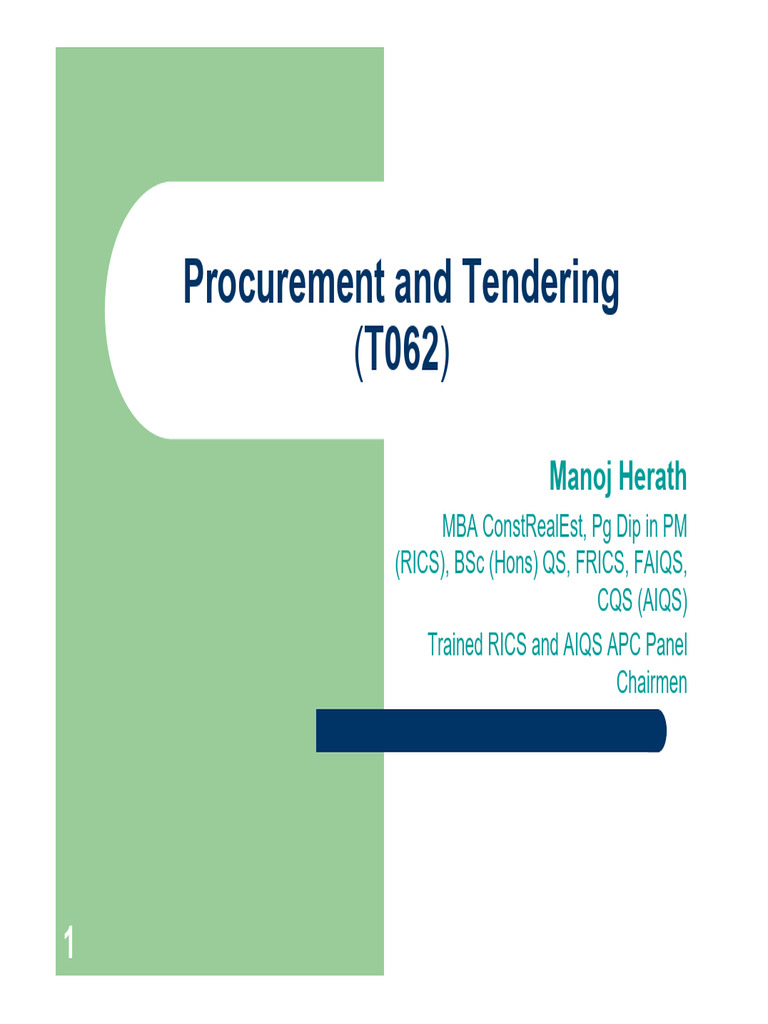 Procurement and Tendering | Download Free PDF | Public–Private Partnership | Procurement