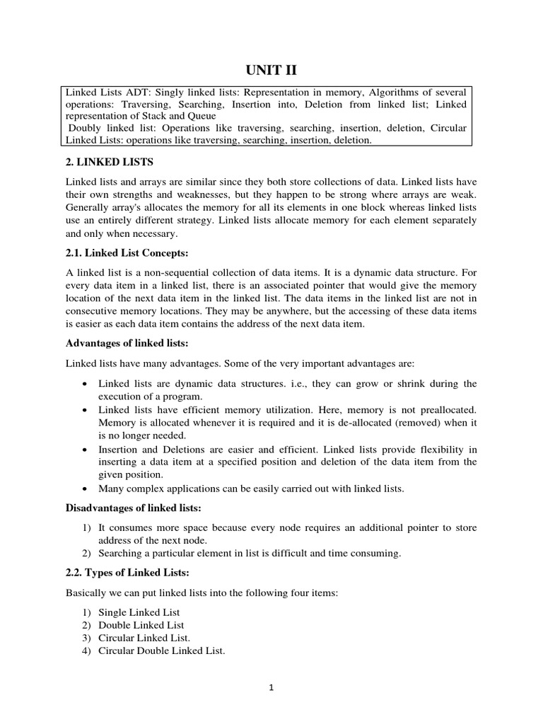 UNIT II Data Structures OU | PDF