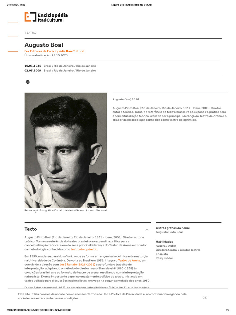 Augusto Boal - Enciclopédia Itaú Cultural | PDF | Arte