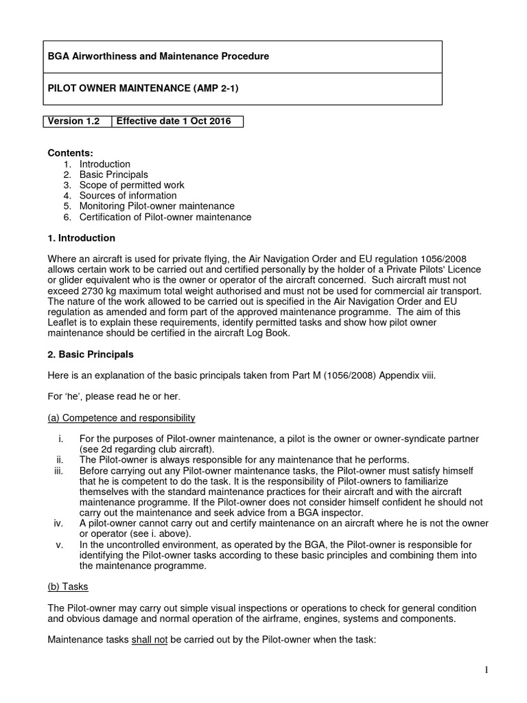 Pilot Owner Maintenance AMP 2 1 | PDF | Aviation | Aircraft