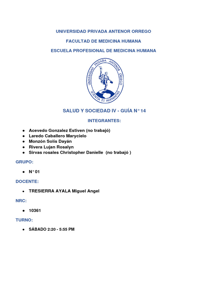 Guía de Práctica N°14 - Salud y Sociedad | PDF | Hospital | Medicina