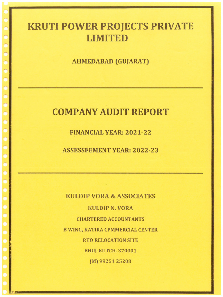 Statutory Audit Report 21-22 Kruti | PDF