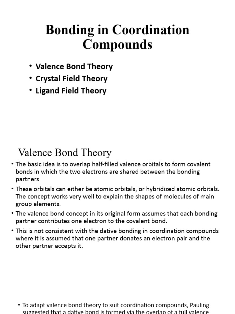 Bonding in Coordination Compounds | PDF