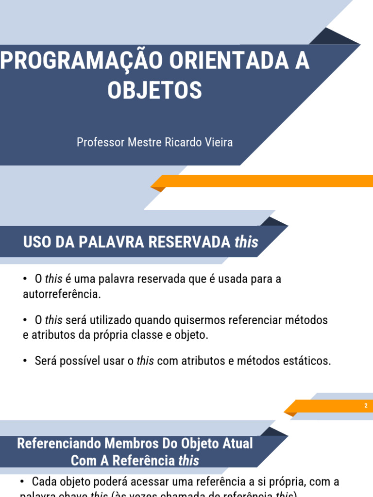Aula 3 Programação Orientada A Objetos Unidade Ii Pdf Método