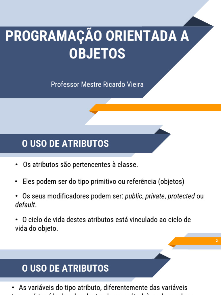 Aula 2 Programação Orientada A Objetos Unidade I Pdf Classe Programação De Computadores