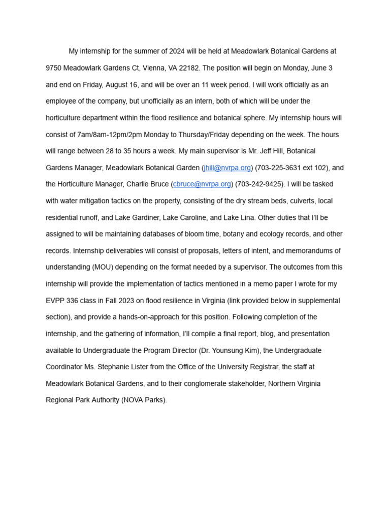 Andrew Graf Summer 2024 EVPP 494 Application | PDF