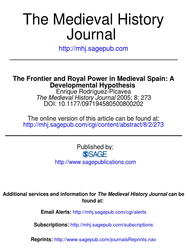 Journal The Medieval History: Developmental Hypothesis The Frontier and ...