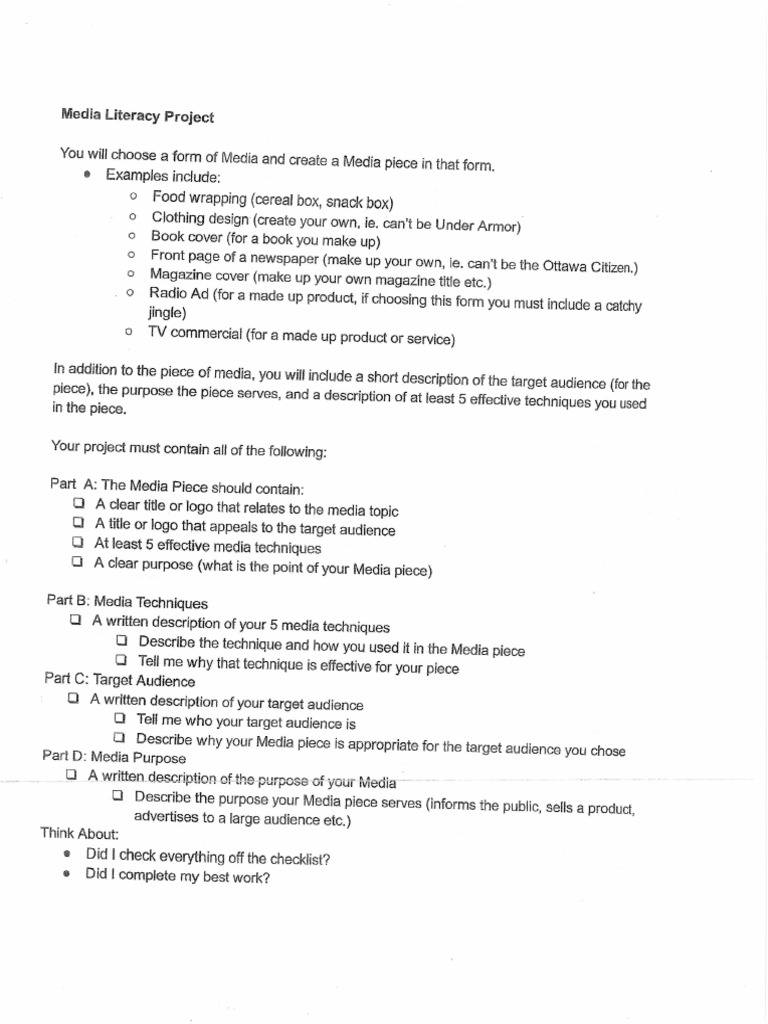 Grade 6 Media Project | PDF