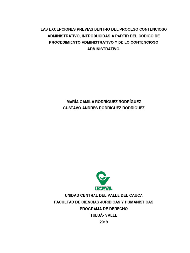 Excepciones Previas en El Procedimiento Administrativo | PDF | Ley ...