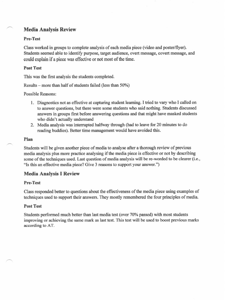 Media Literacy Analysis Review Pre and Post Test 2022 | PDF