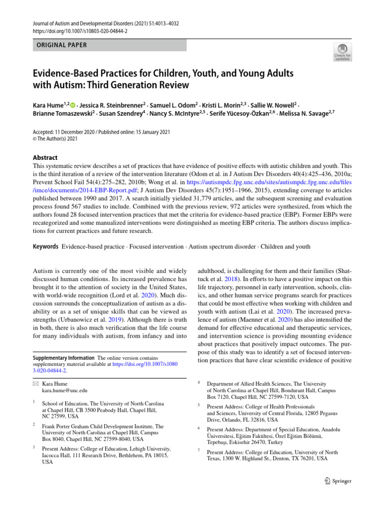 Evidence Based Practices For Children, Youth, and Young Adults With ...