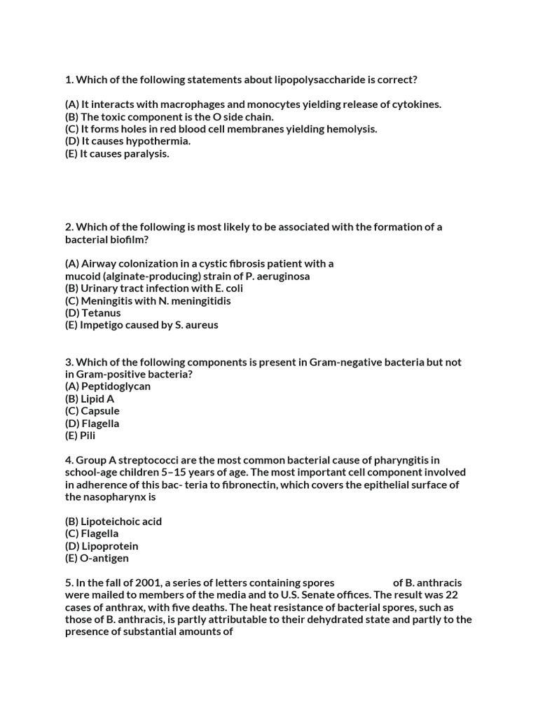 Bacteriology Questions | PDF | Bacteria | Transformation (Genetics)